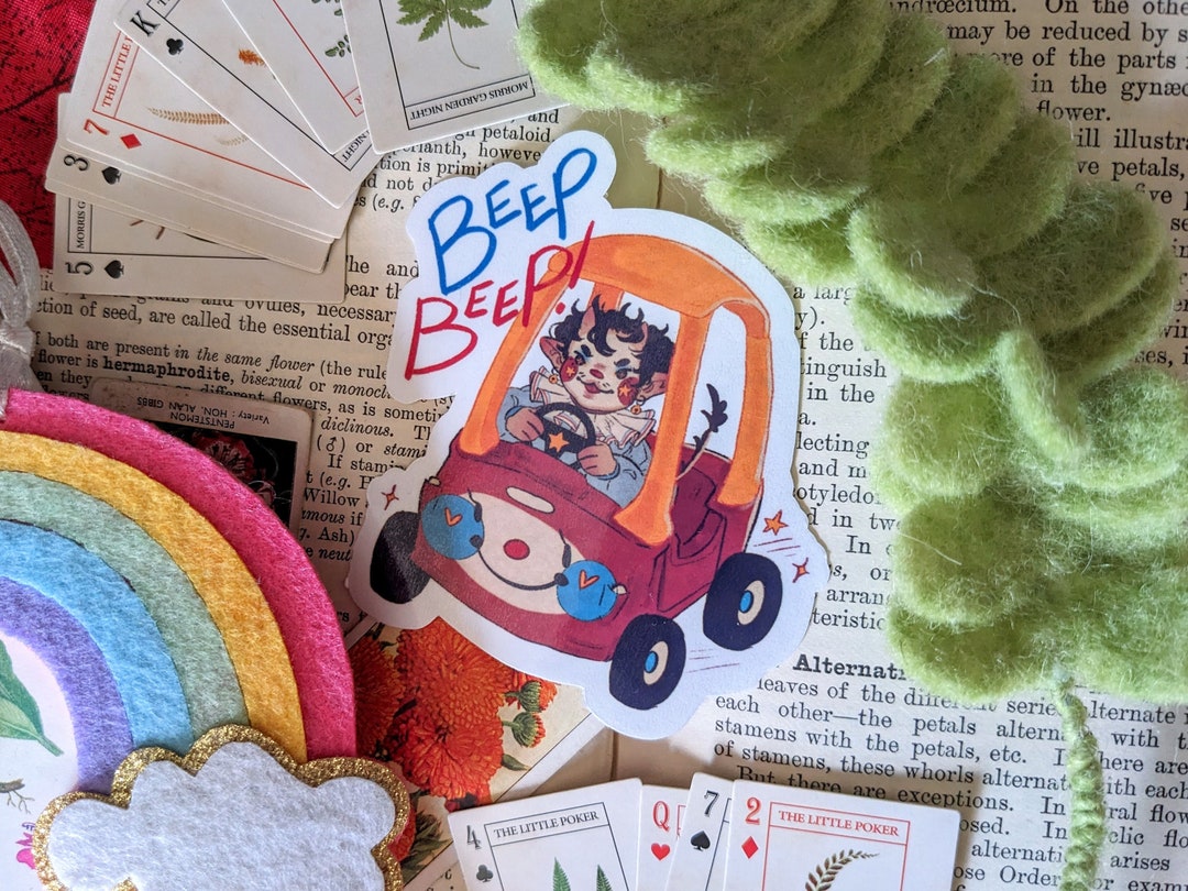 Kids Clown Car 8cm Gloss Vinyl Sticker Clowncore Mime Kidcore Toy Car ...