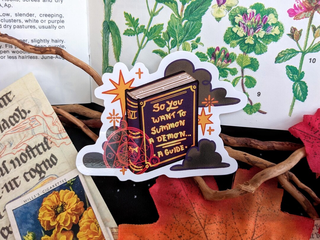 Summon a Demon DND Warlock Demonology Spell Book 8cm Gloss Vinyl ...