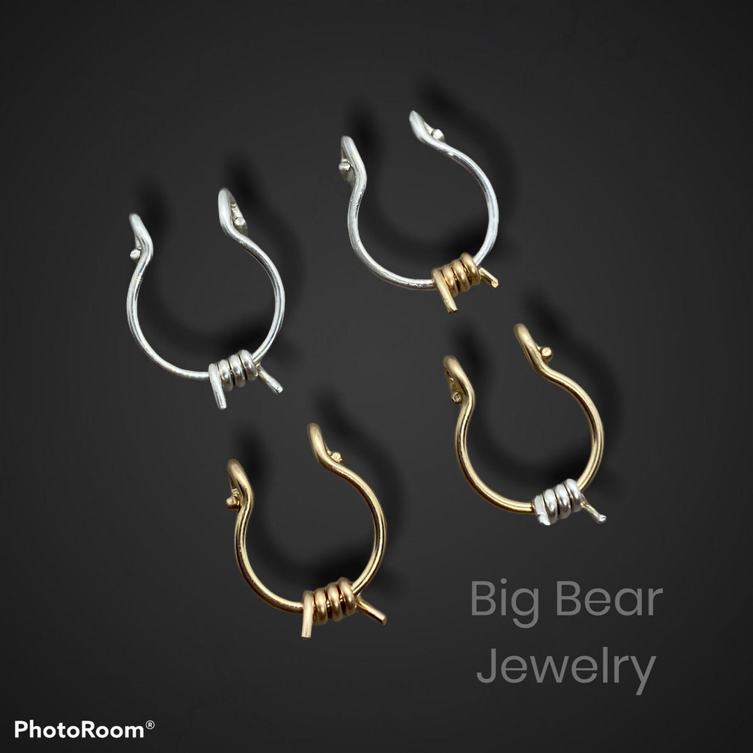 THICK. 14k Gold Filled Nose Ring, Fake Septum Ring, Barbed Wire Nose ...