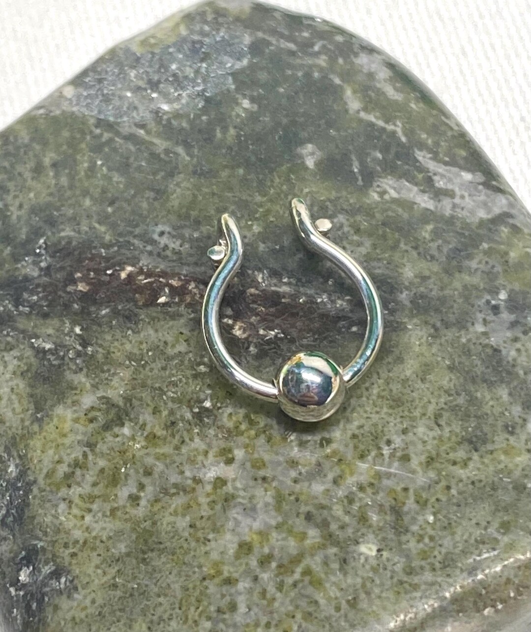Sterling Silver Single Ball Septum, 18 Gauge, Silver Nose Ring, Fake ...