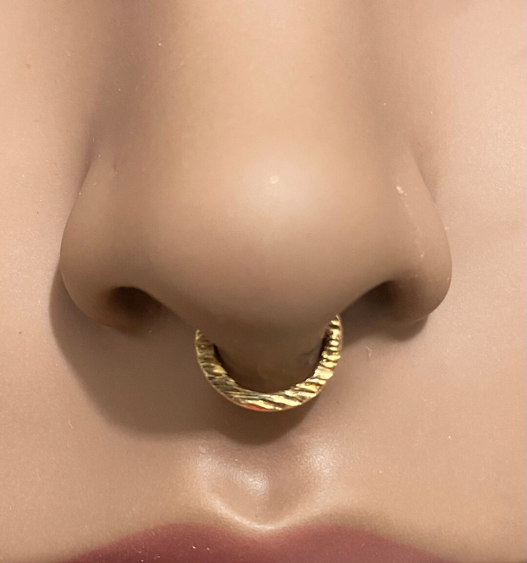 THICK. 14k Gold Filled Nose Ring, Fake Septum Ring, Hammered Nose Ring ...