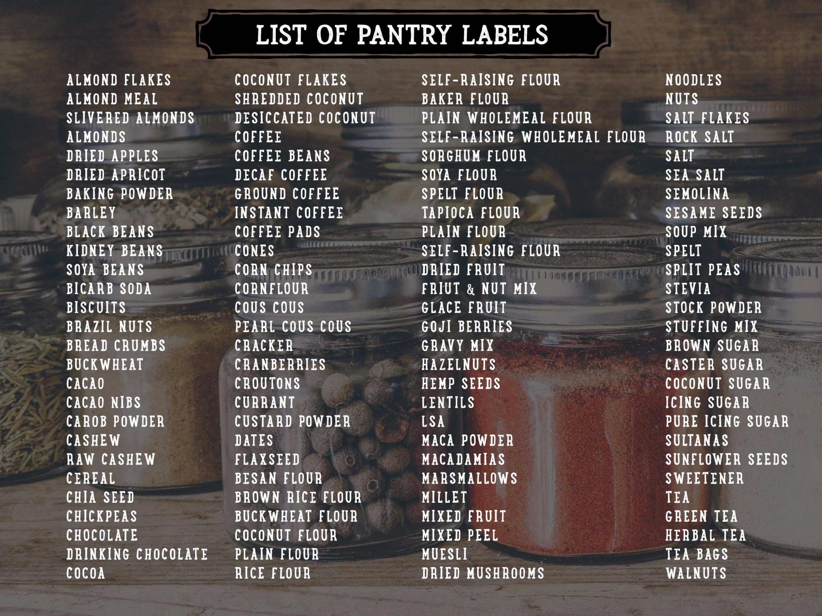 170 Pantry and Spice Labels, Stickers for Jars and Bottles. Kitchen ...