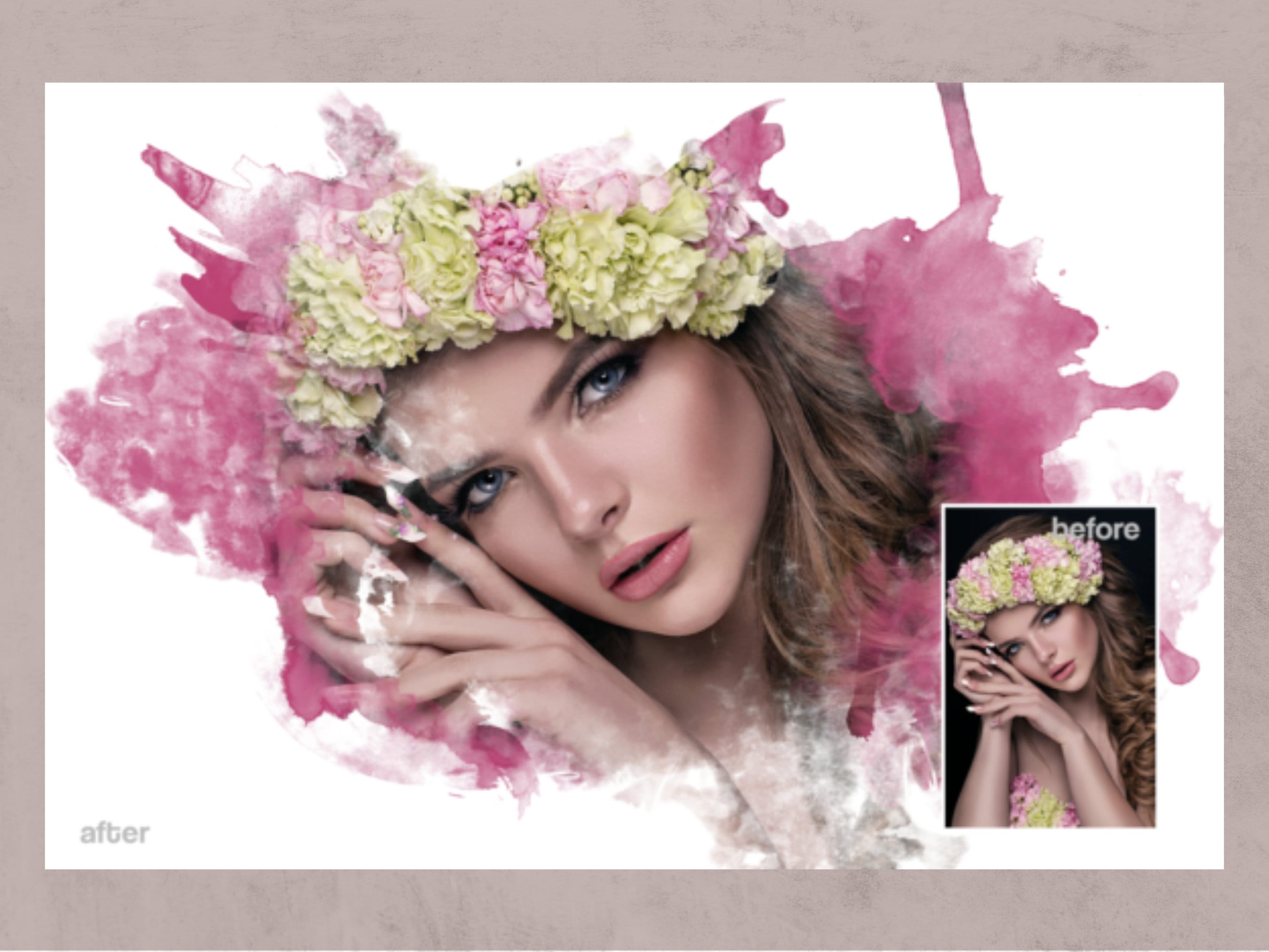 30 Watercolor Portrait Paint Masks, Photo Frames Templates, Overlay ...
