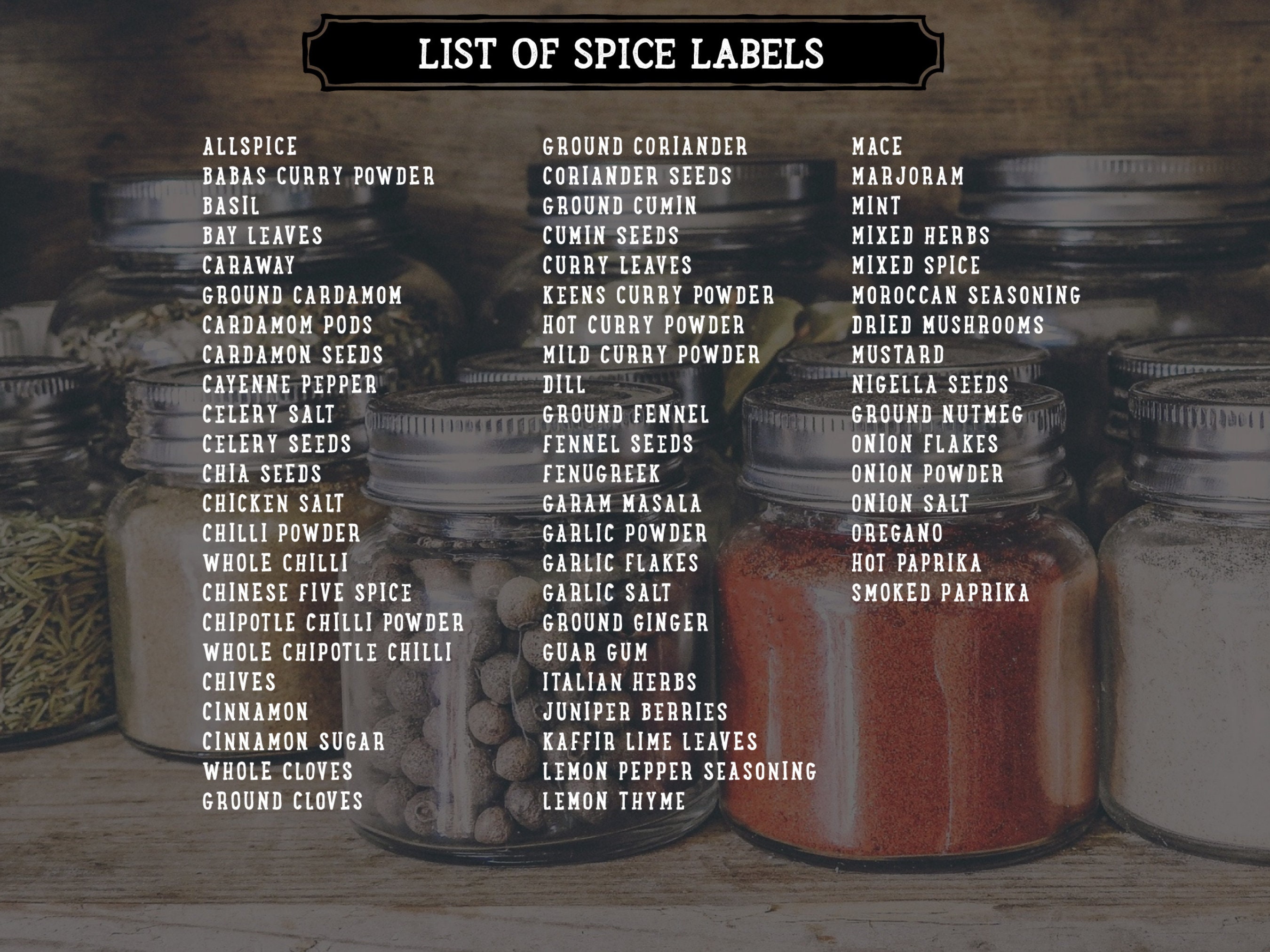 170 Pantry and Spice Labels, Stickers for Jars and Bottles. Kitchen ...