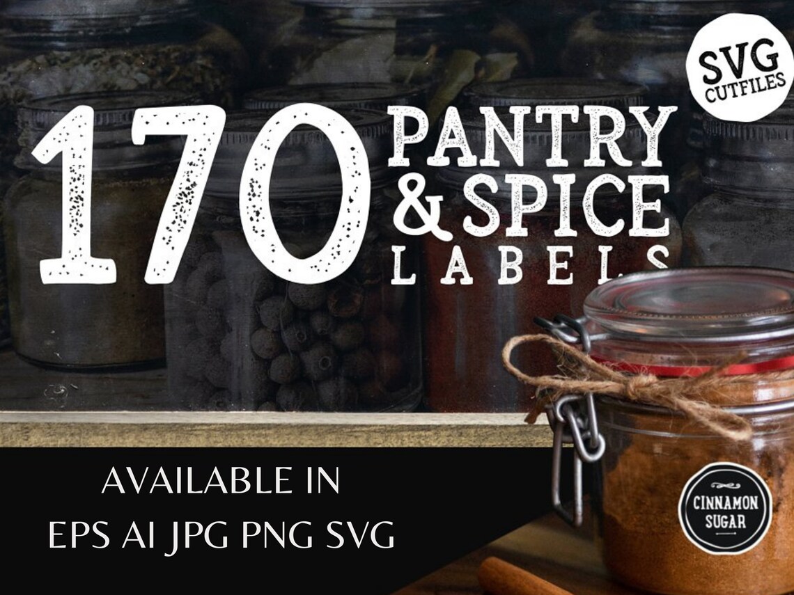 170 Pantry and Spice Labels, Stickers for Jars and Bottles. Kitchen ...