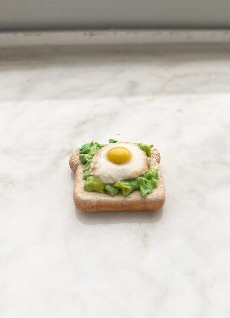 Miniature Egg on Avocado Toast Polymer Clay Charm | Etsy