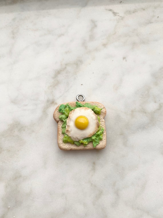 Miniature Egg on Avocado Toast Polymer Clay Charm | Etsy