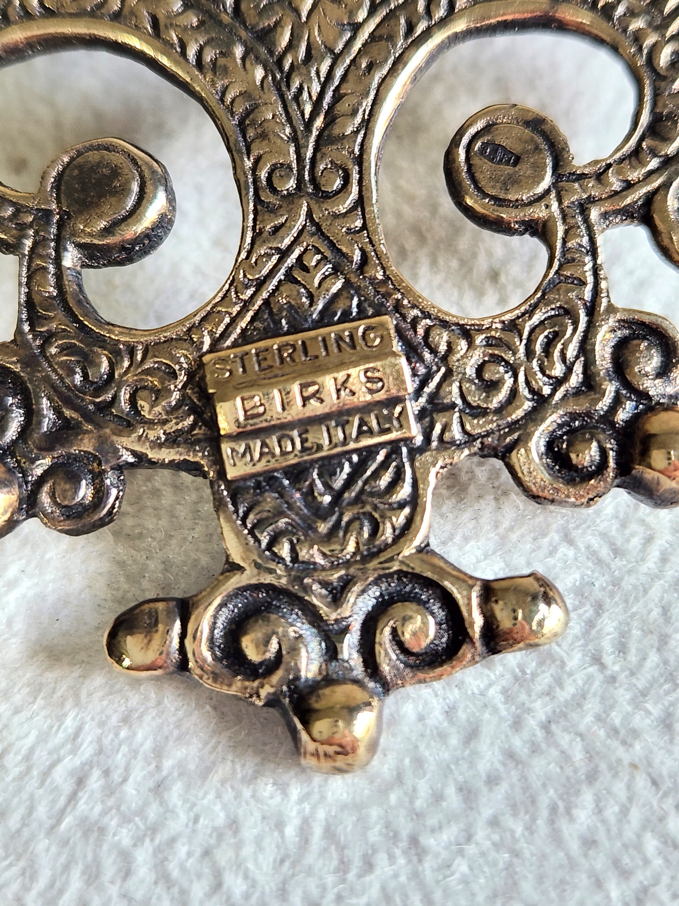 Vintage Italian Gold Plated Birks Silver Ornate Cross Pendant With 29 ...
