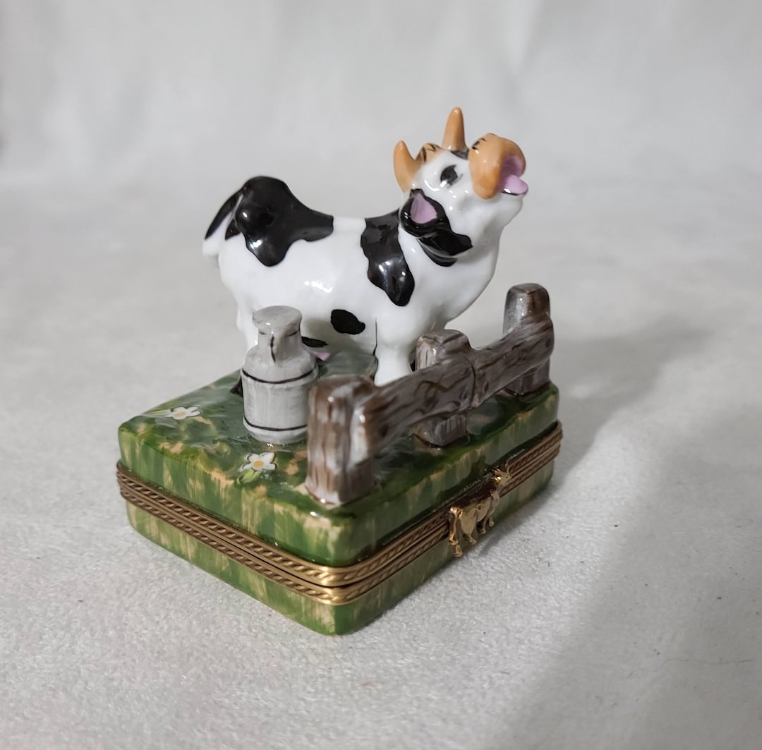 Holstein Dairy Cow Limoges Hand Painted Trinket Box - Etsy