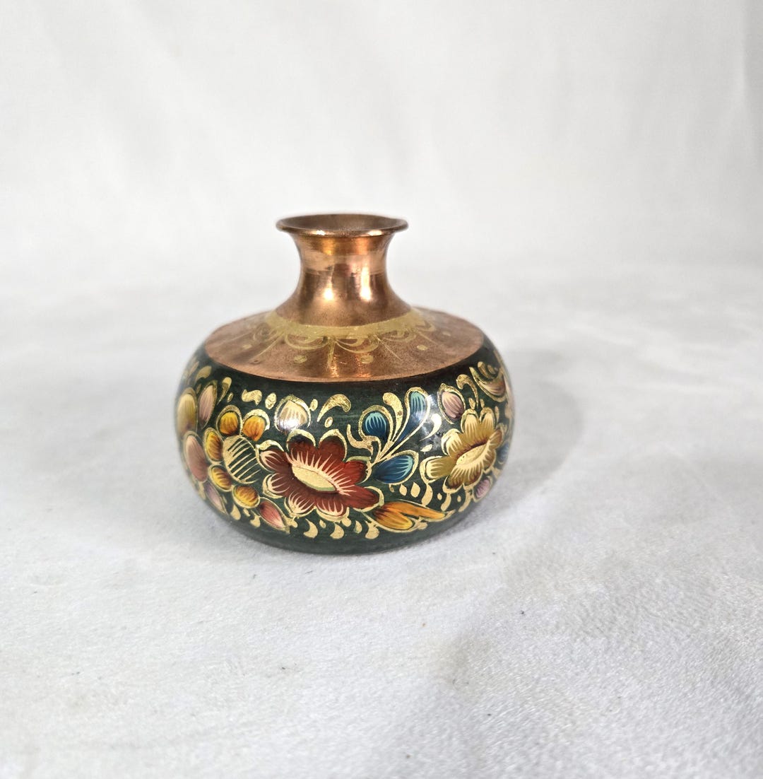 Colorful Hand Painted Copper Vase - Etsy