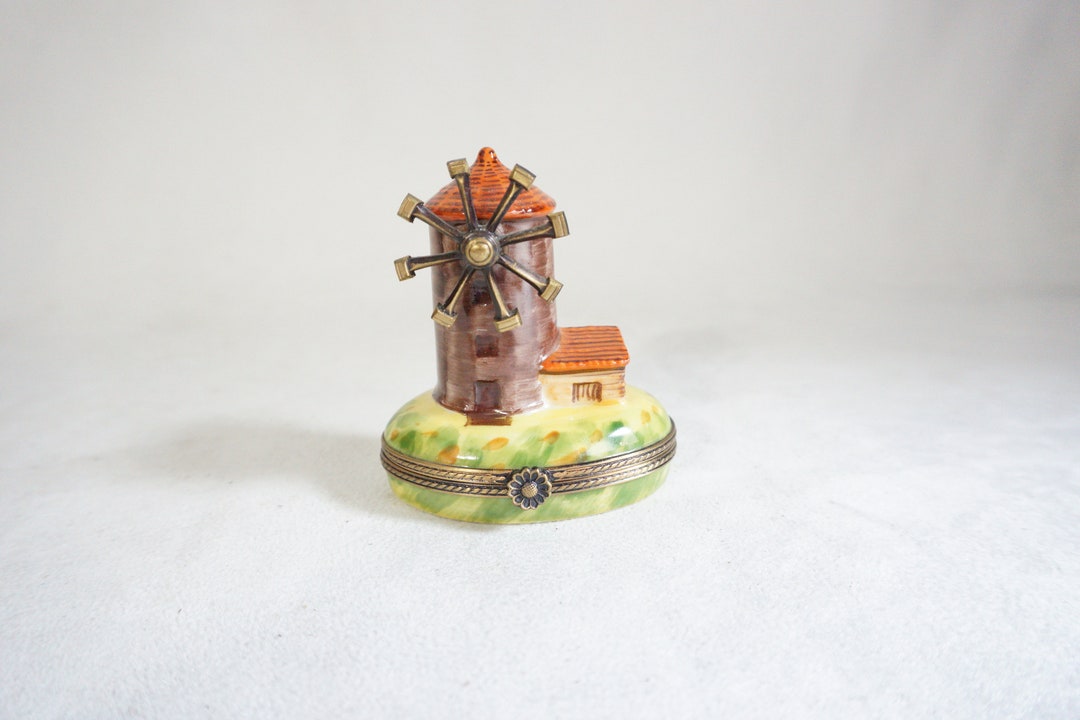 Vintage Windmill Limoges Hand Painted Trinket Box - Etsy