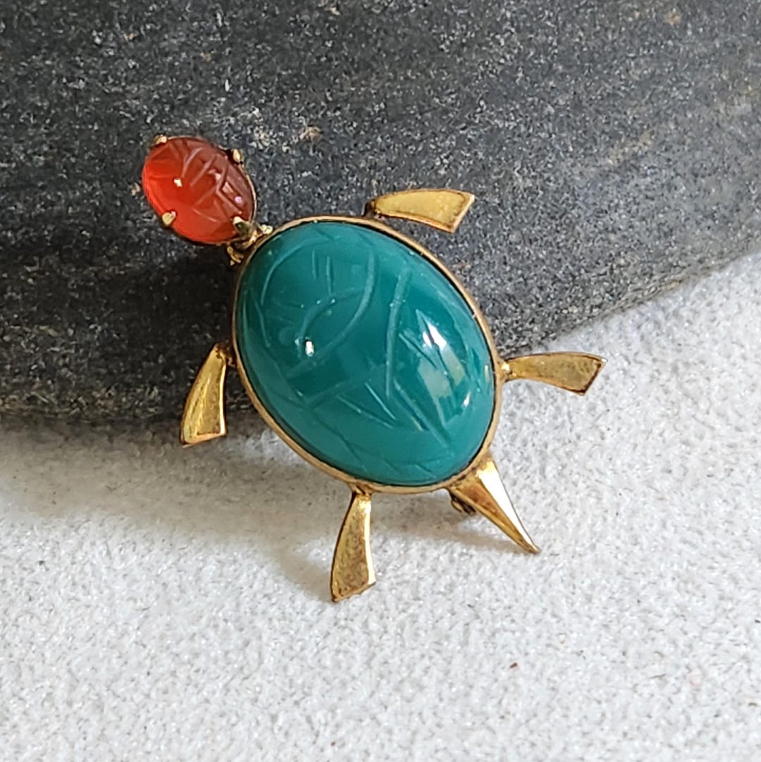 Cute Little WRF Semi Precious Stone and 1/20 12KT Gold Filled Scarab ...