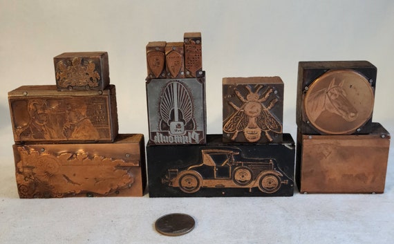 Vintage Advertising Copper and Wood Stamp Blocks - Etsy