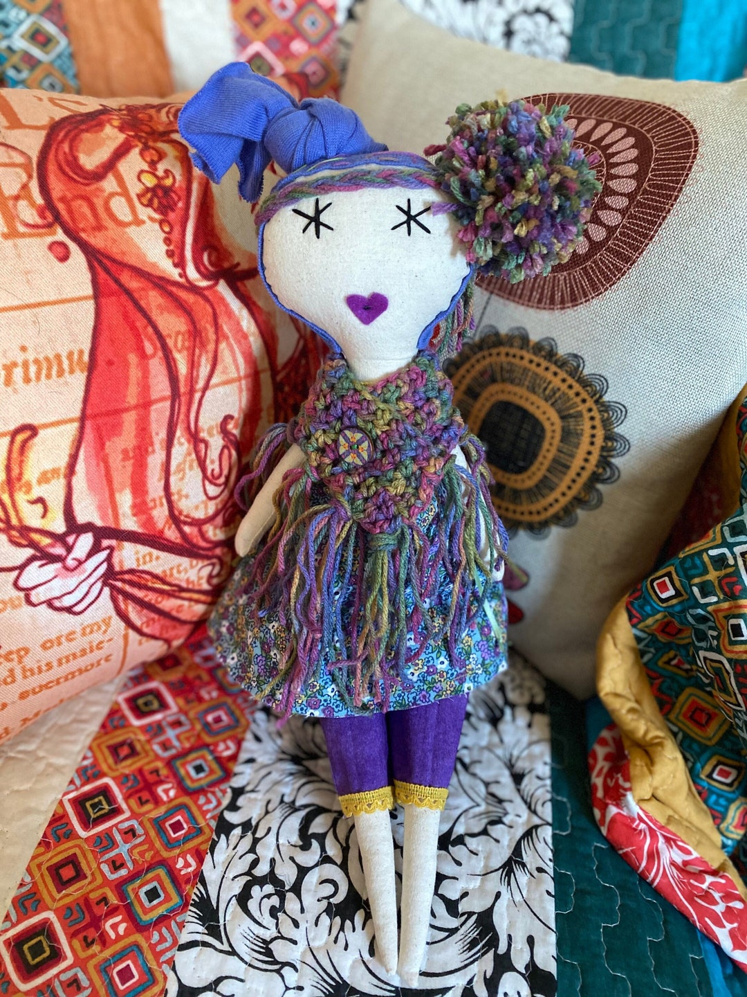 Lulu Doll, Starry Stella, OOAK Rag Doll, Handmade Cloth Collectible ...