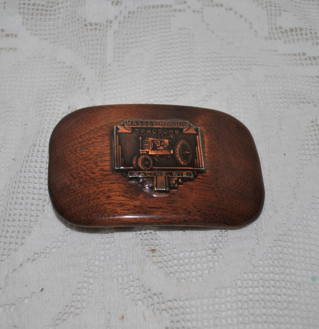 Vintage Massey Harris Wooden Belt Buckle, Tractor Emblem, Racine ...