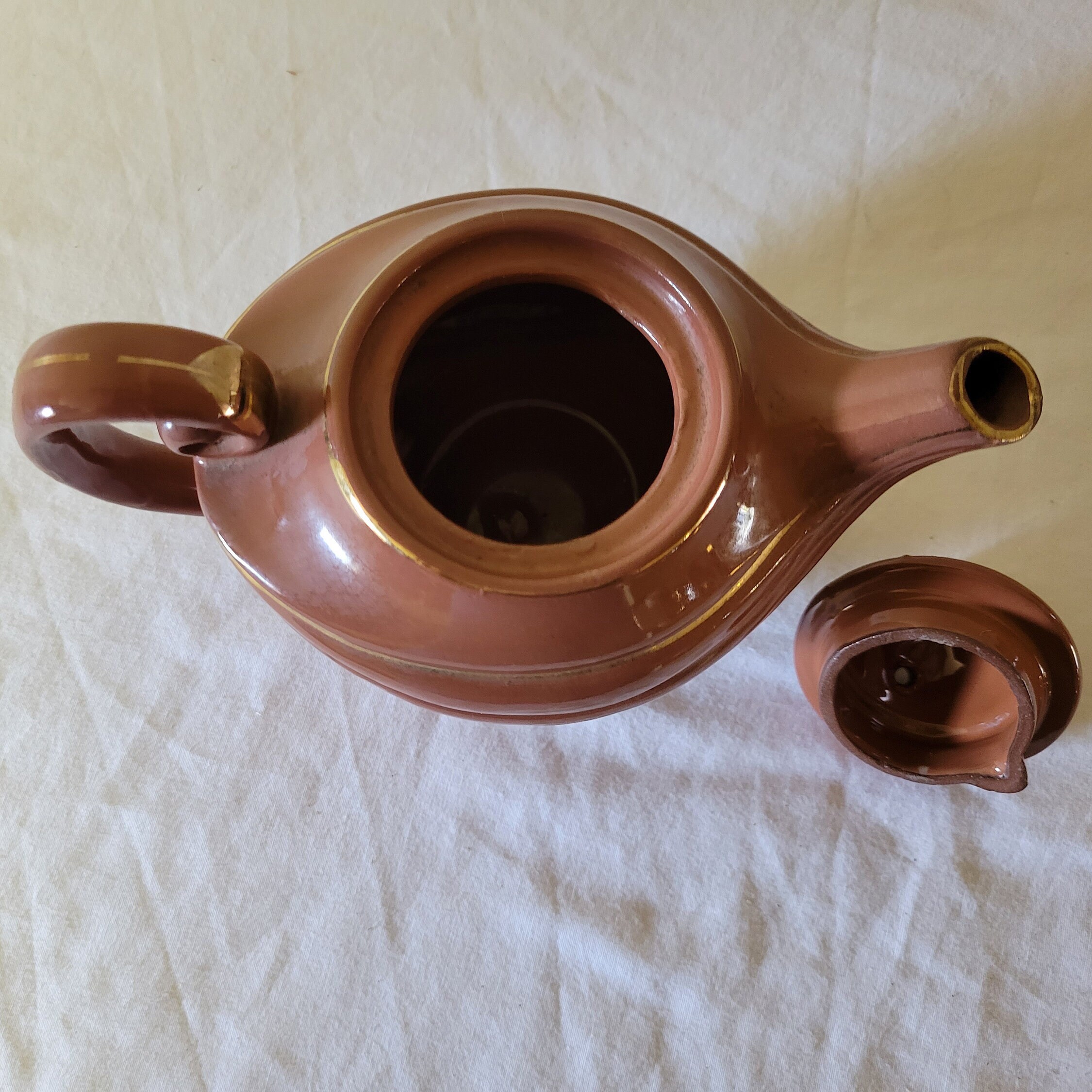 Vintage Brown Redstone Teapot, Gold Trim, 1960s - Etsy