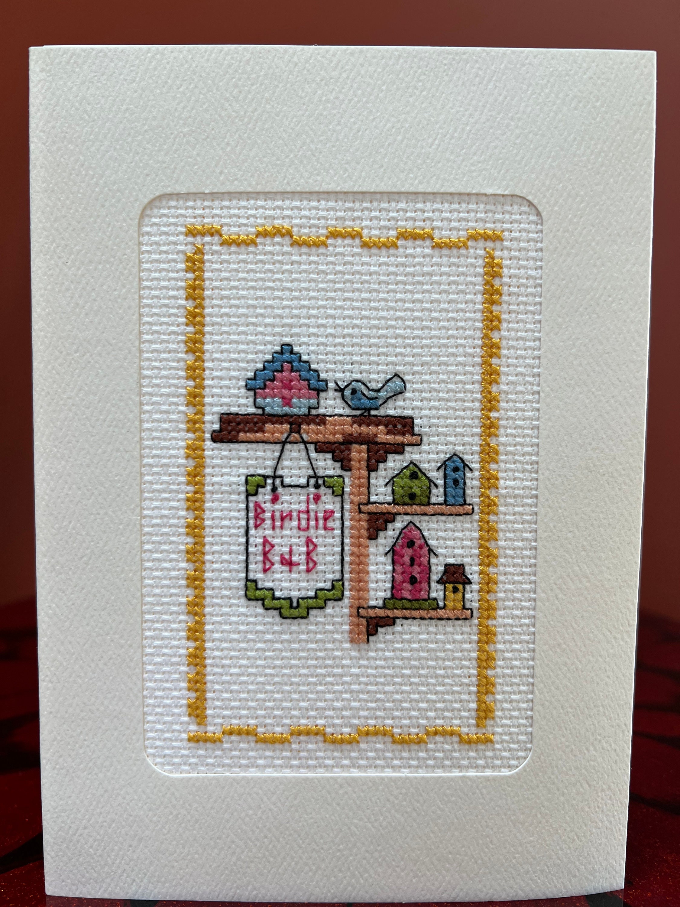 Cross Stitch Greeting Card Handmade Finished - Etsy