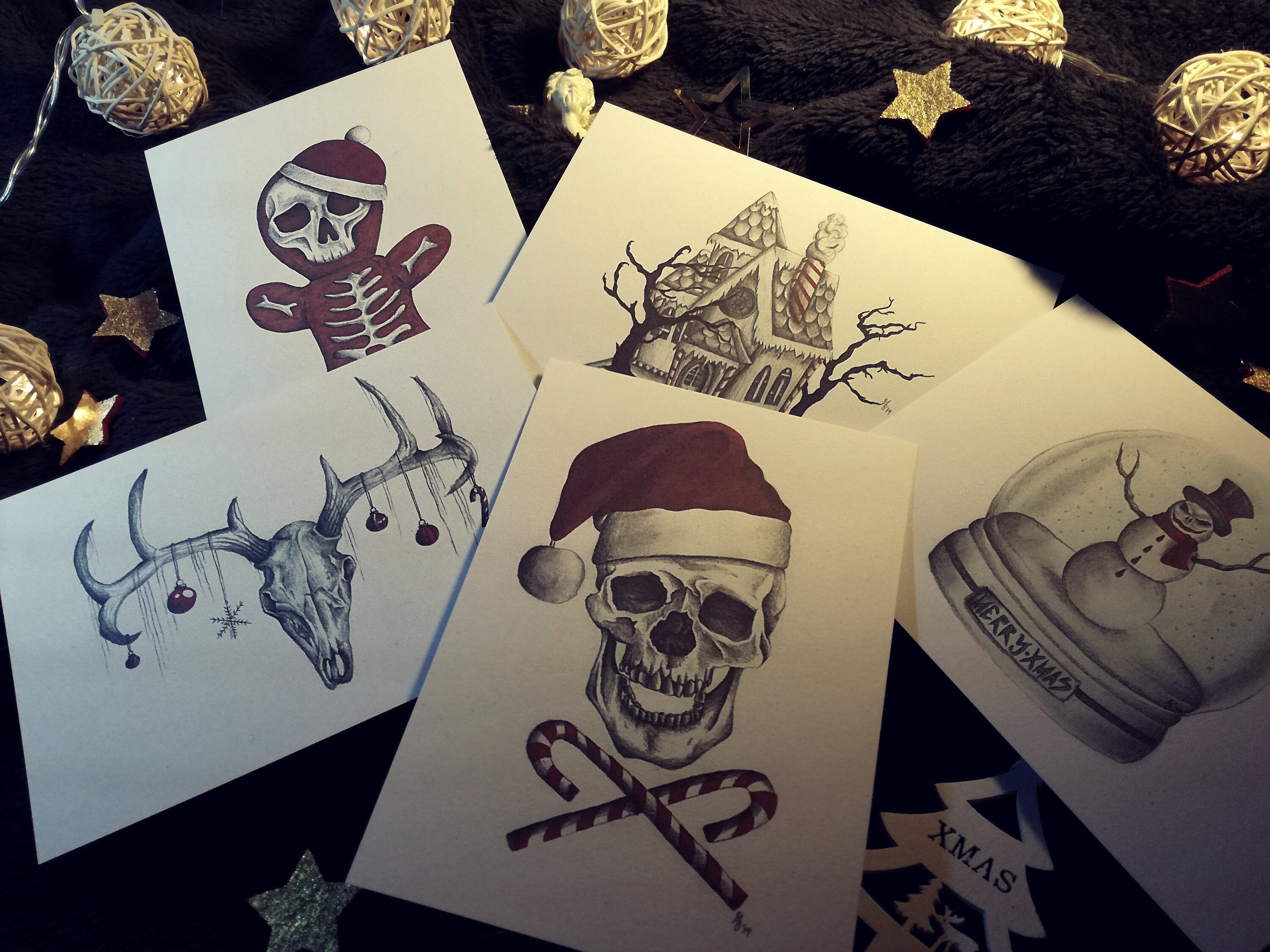 Set of 5 Christmas Postcards - Etsy