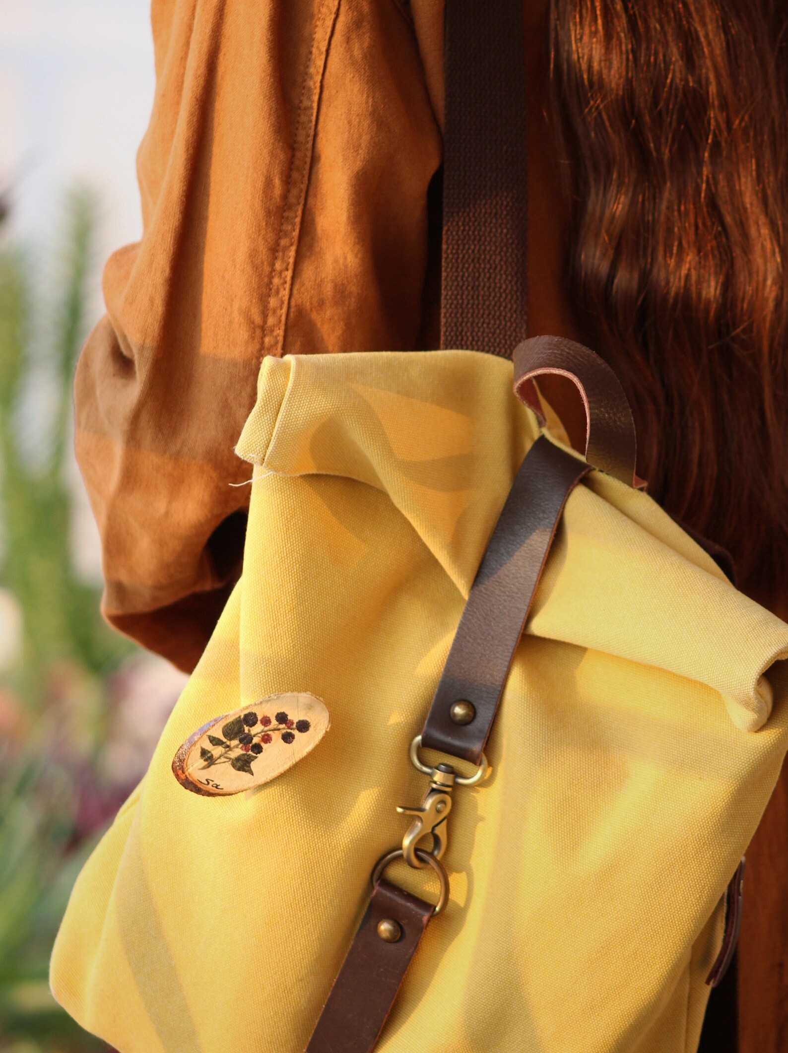 Handpainted Wood Slice Wooden Brooch Pin Nature Wild | Etsy