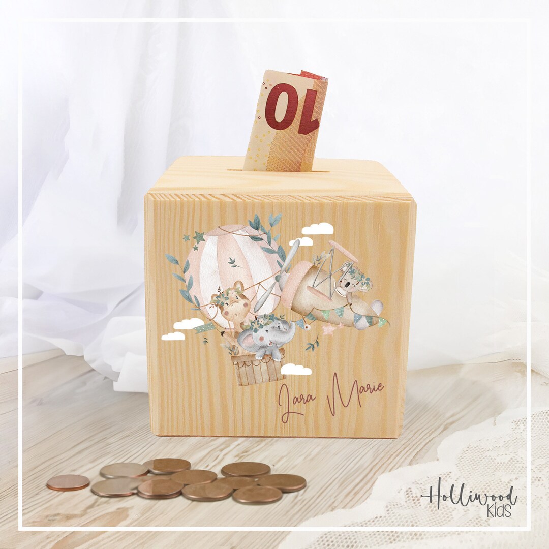 Personalized Hot Air Balloon Plane Money Box - Money Box for Girls ...