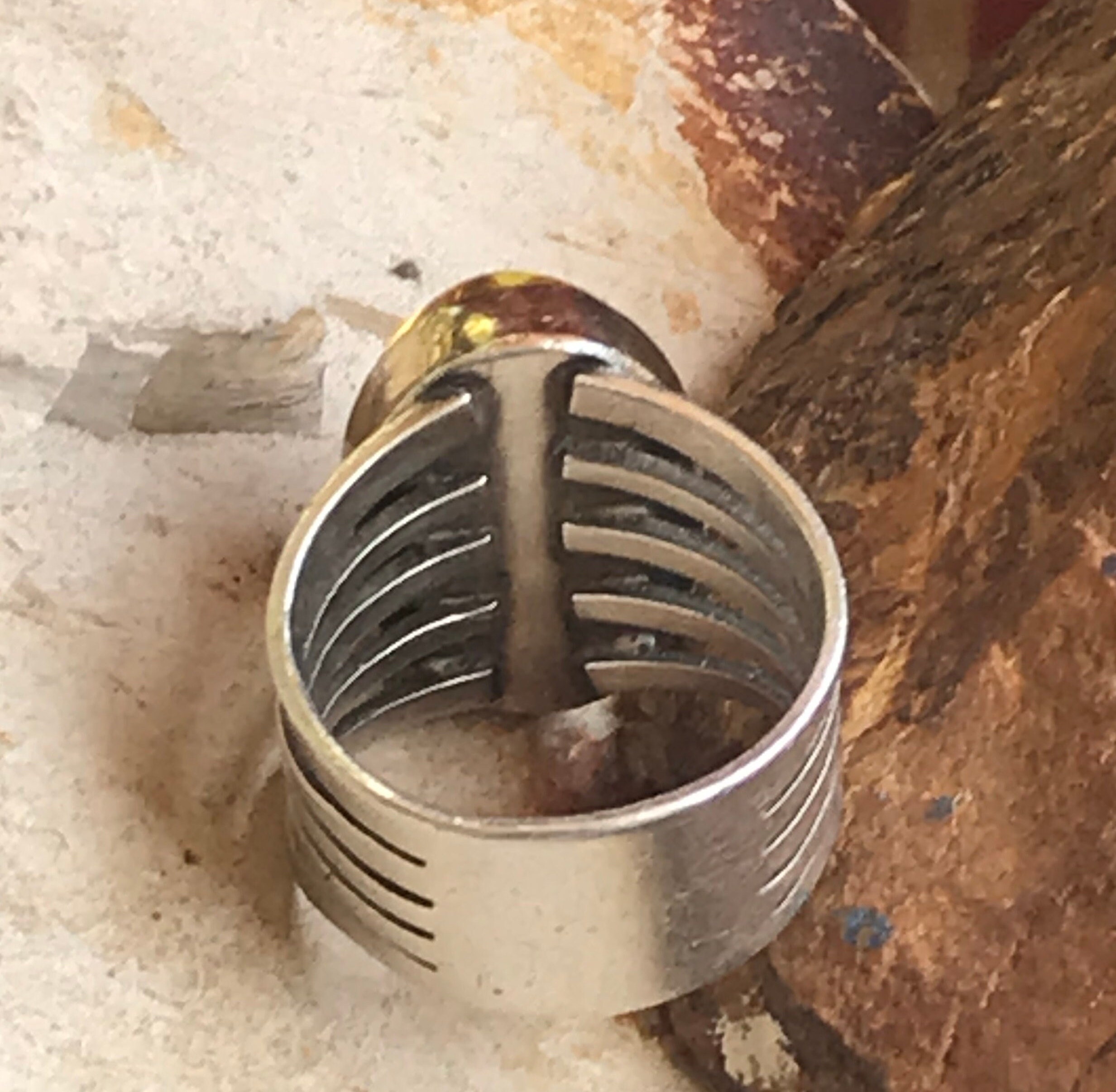 Russell Sam Navajo Amber Ring Sterling and Gold Filled - Etsy