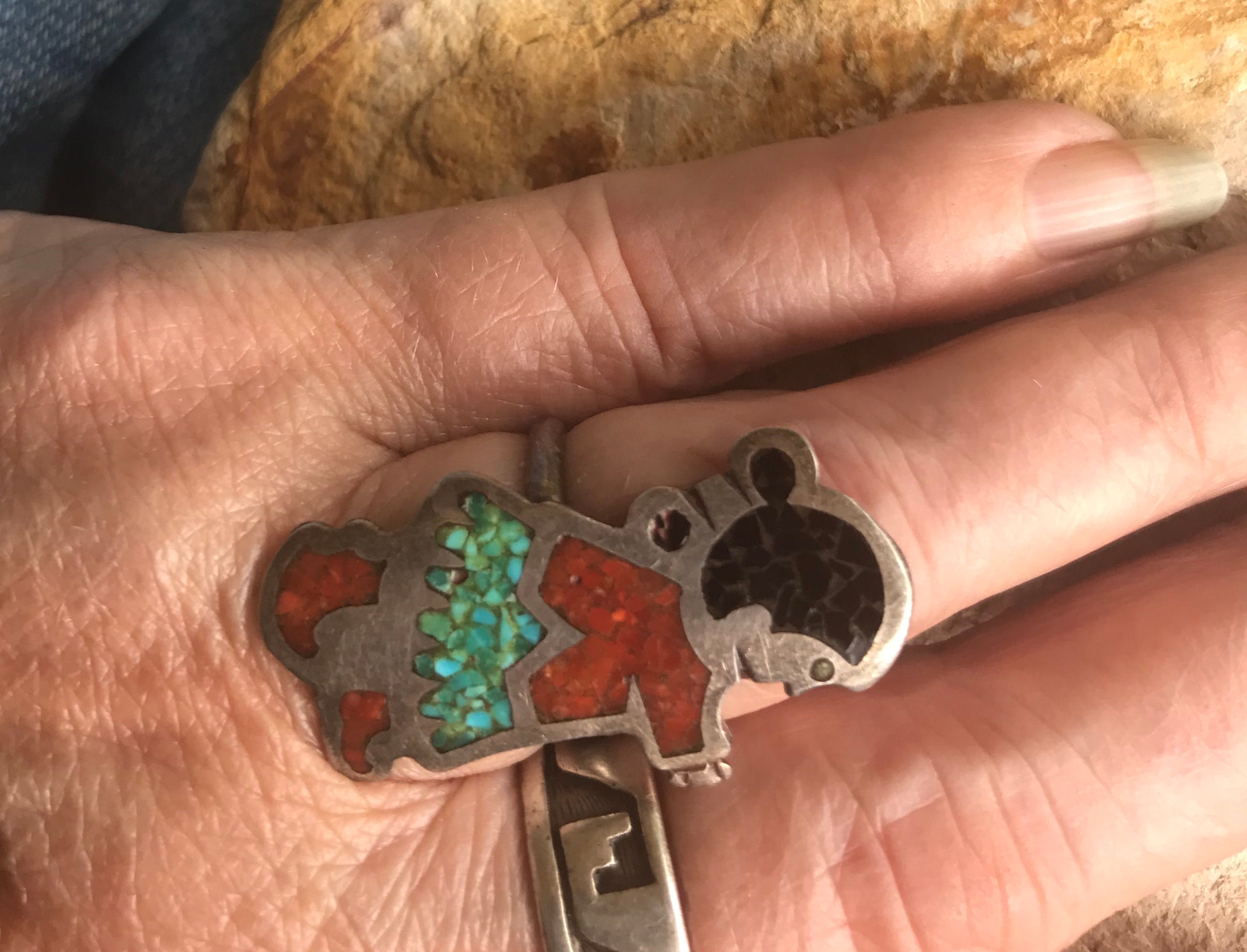 Navajo Chip Inlay Sterling Ring Navajo Dine Woman Dancing | Etsy