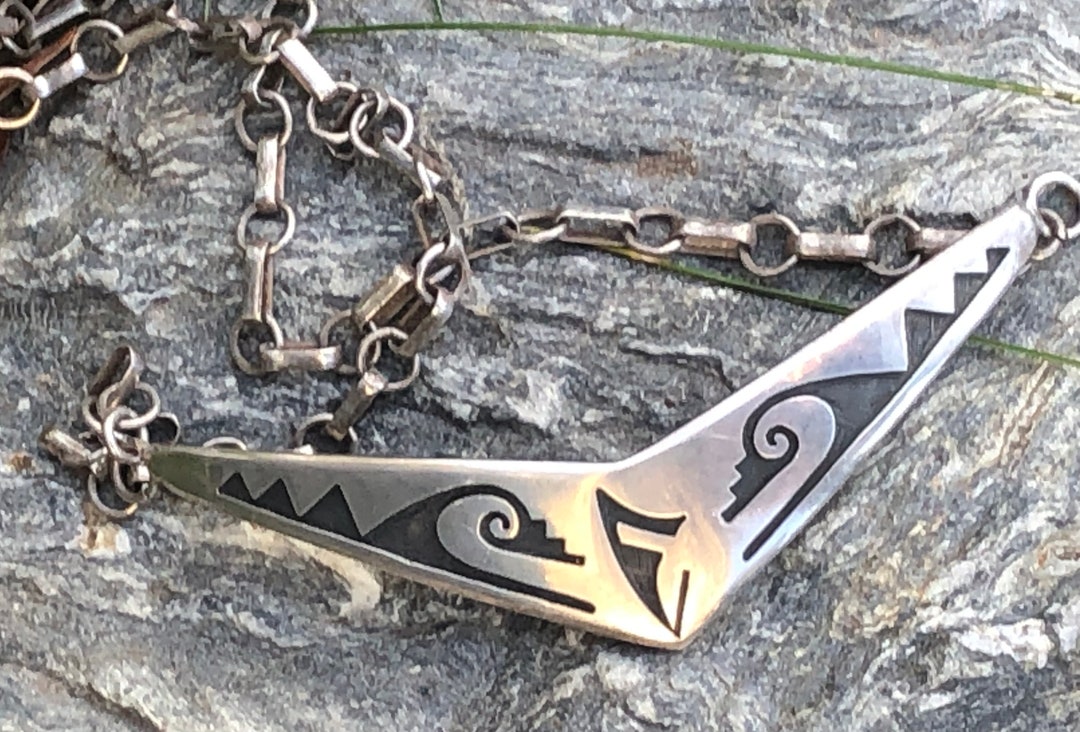 Hopi Carol Humeyestewa Sterling Overlay Necklace, Bu-lee Hallmark ...