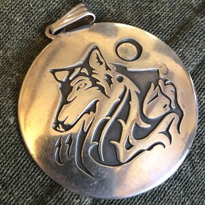 Artist Jeanne Gamble Wolf, Moon, and Woman Sterling Pendant, Metal Arts Group Tlingit Inspired ...