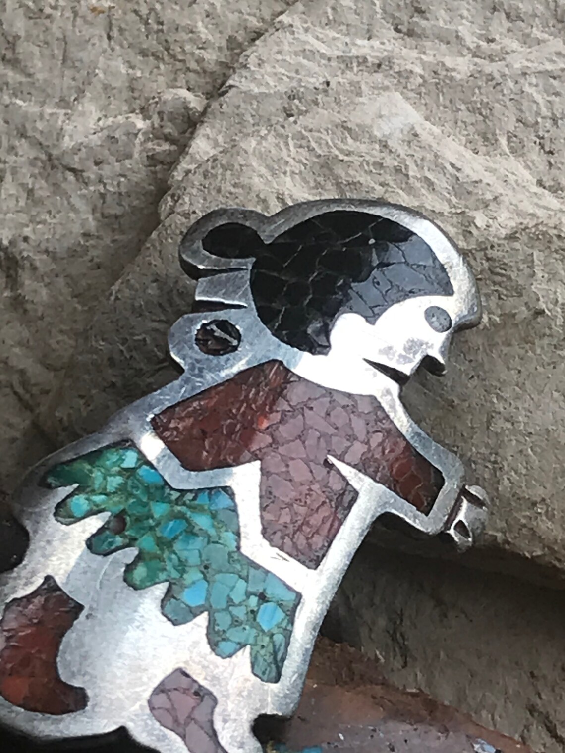 Navajo Chip Inlay Sterling Ring Navajo Dine Woman Dancing | Etsy