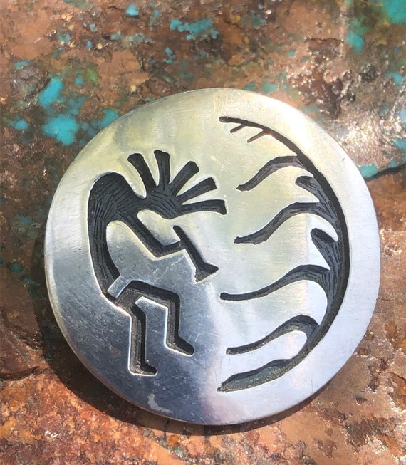 Hopi Gene Pooyouma Sterling Overlay Kokopelli Cornsta… - Gem