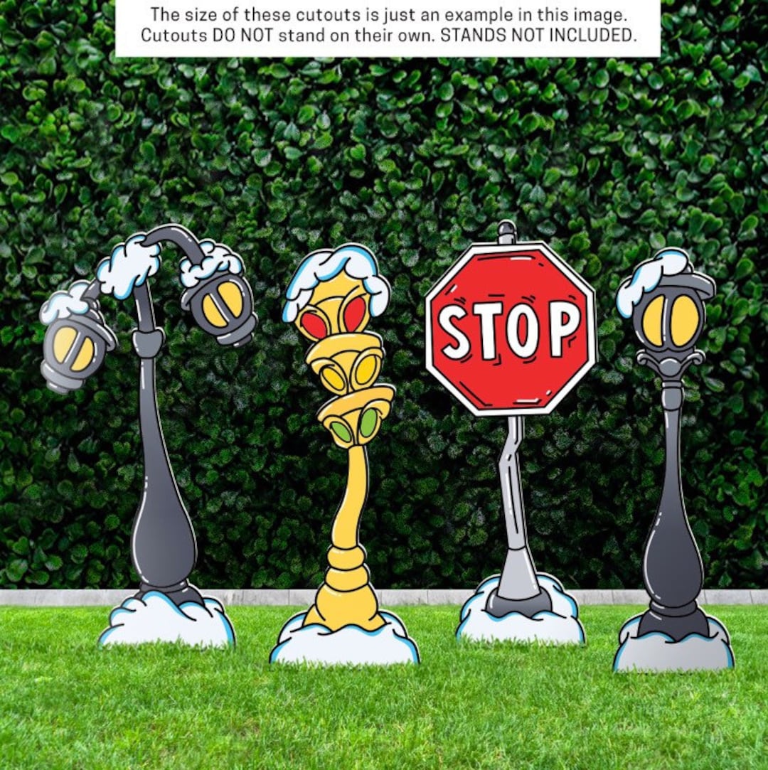Grinch Street Lights and Stop Sign, Grinch Yard Decoration, Grinch Yard ...