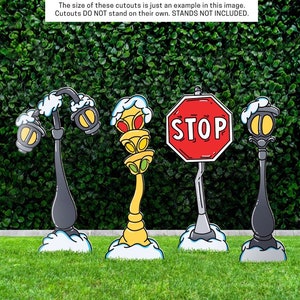 Grinch Street Lights and Stop Sign, Grinch Yard Decoration, Grinch Yard ...