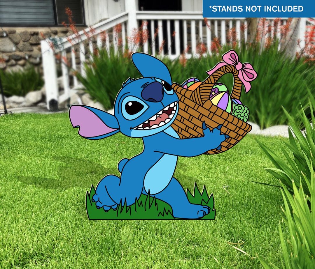Stitch Yard Sign, Stitch Easter Yard Decoration, Easter Yard Signs ...