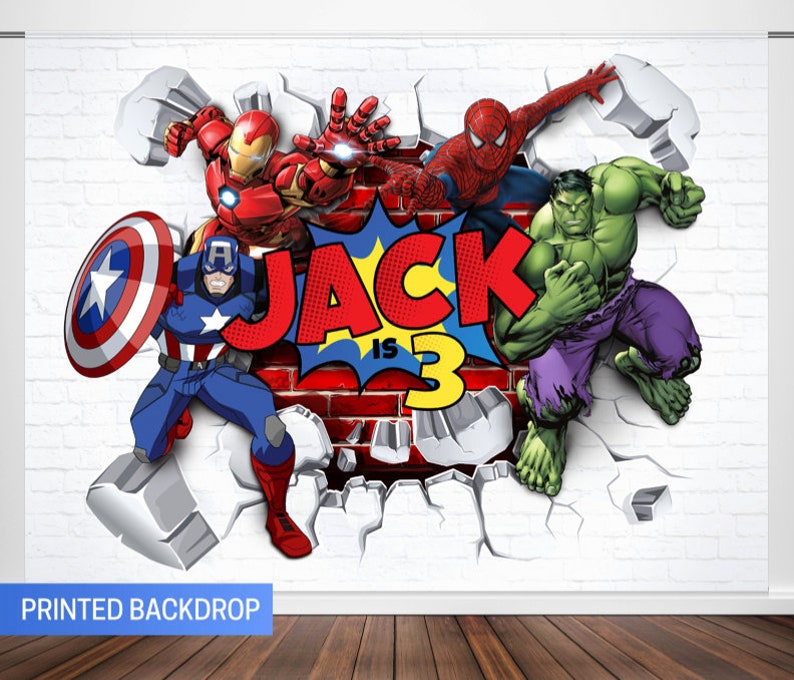 Superhero Birthday Backdrop Marvel Backdrop Superhero Action | Etsy