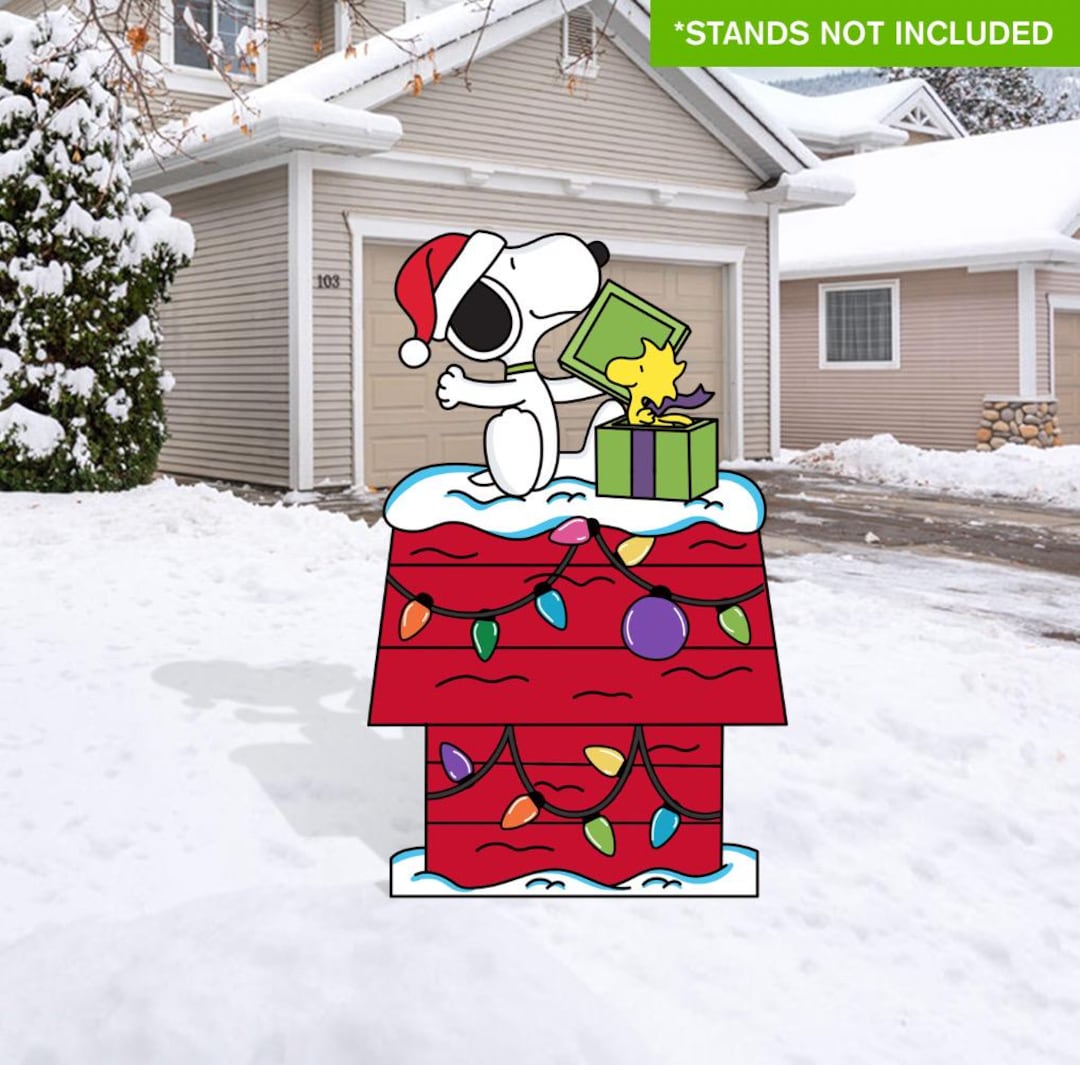 Snoopy on House Cutout, A Charlie Brown Christmas Sigm, Christmas Yard Signs, Peanuts Yard ...