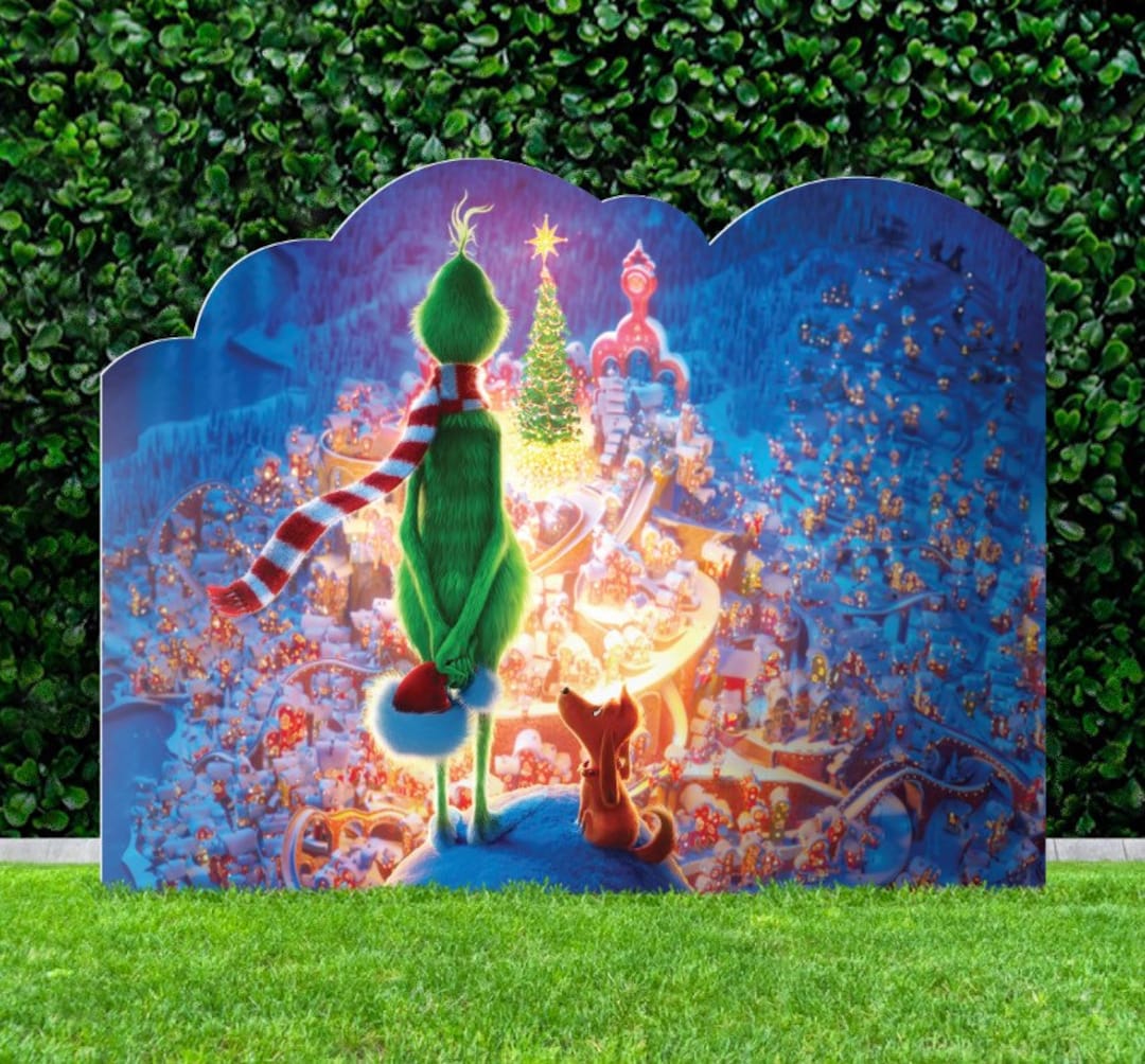 Grinch Yard Decoration, Whoville Sign, Grinch Looking Down at Whoville ...
