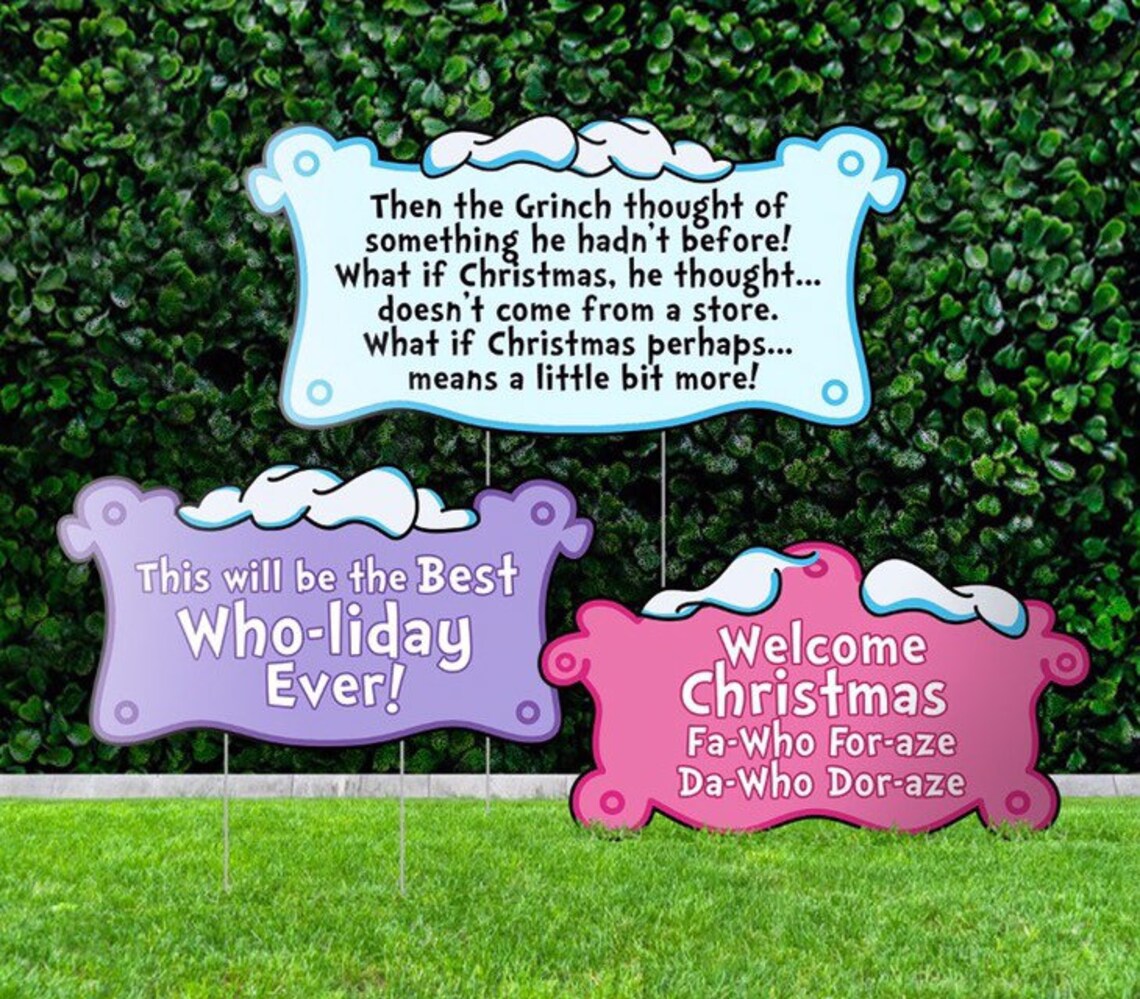 Grinch Yard Decoration Whoville Sign Set Welcome to Whoville - Etsy