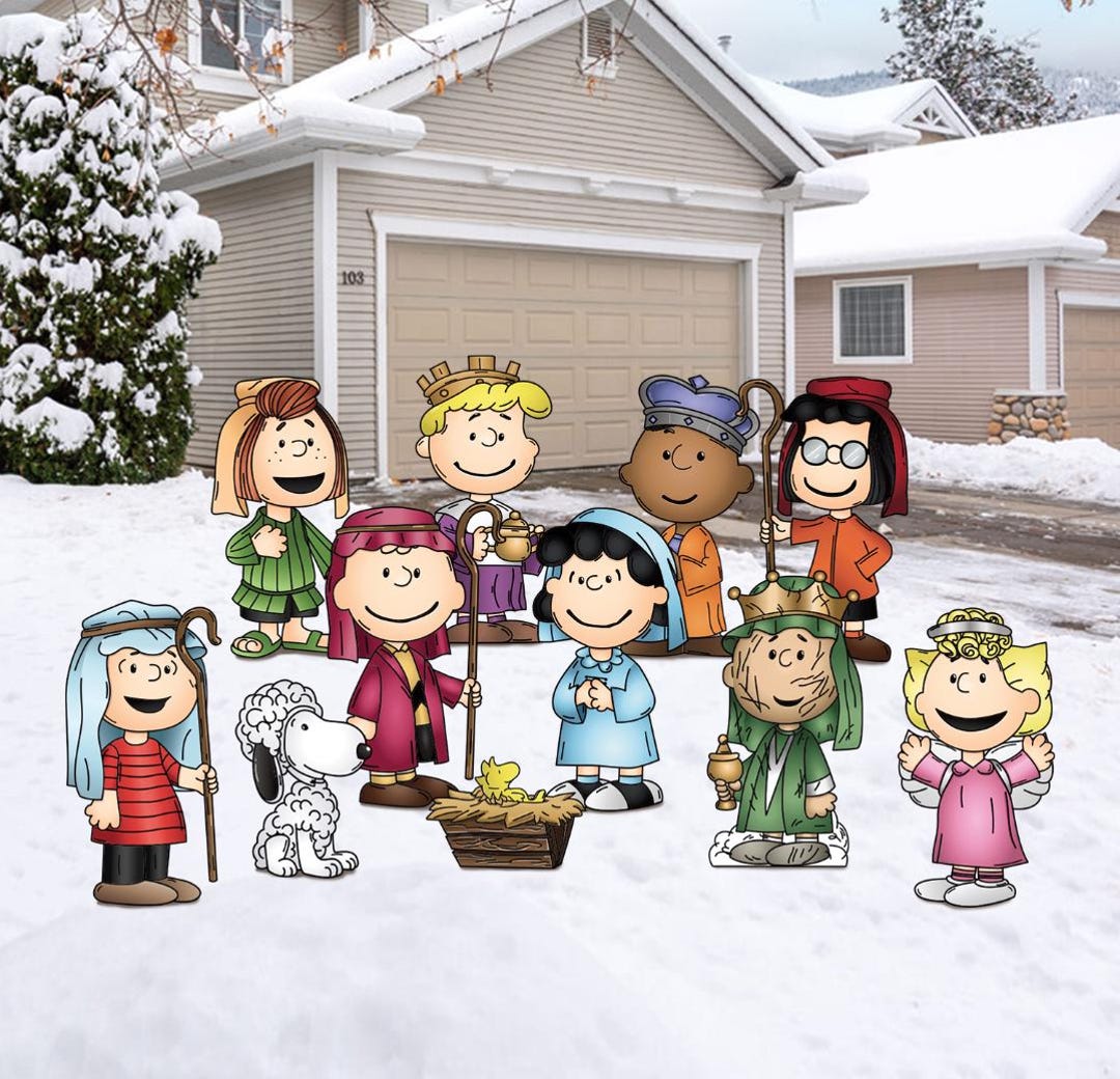 Peanuts Nativity Set, Charlie Brown Decor, Snoopy Christmas Yard Signs ...