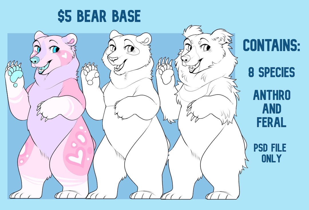Furry Anthro Bear Base Pack Etsy