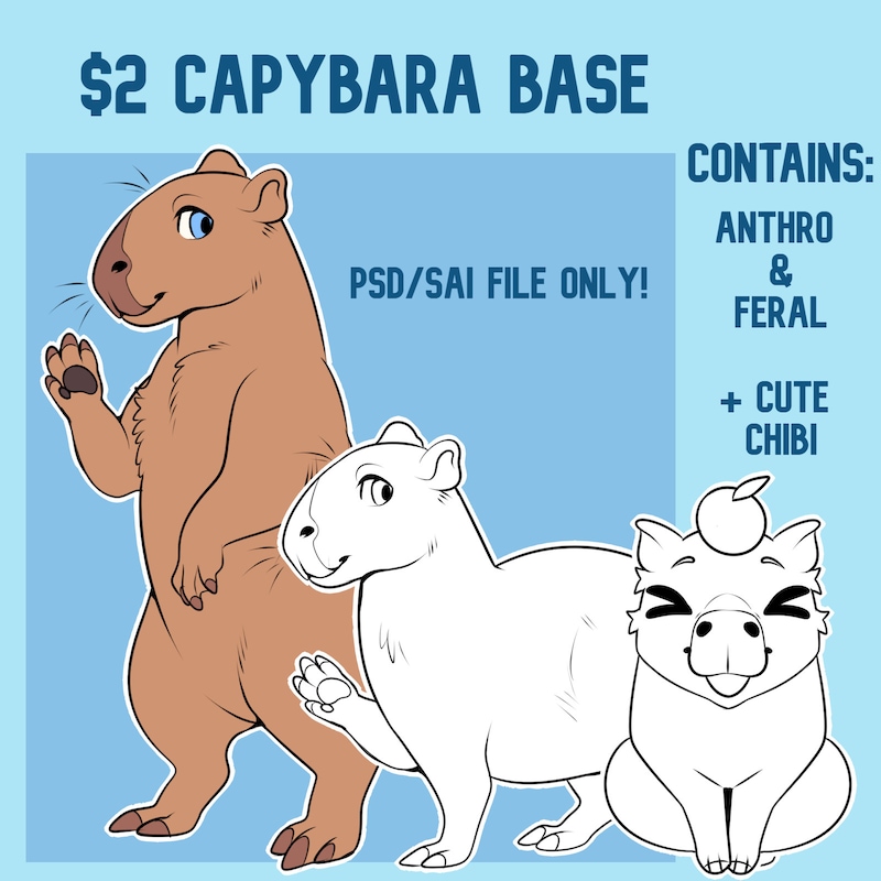 Cute Chibi Capybara - Etsy