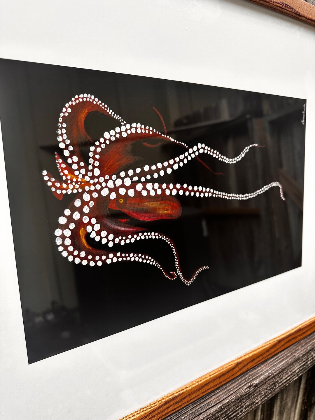 Red Octopus Painting Digital Print - Etsy