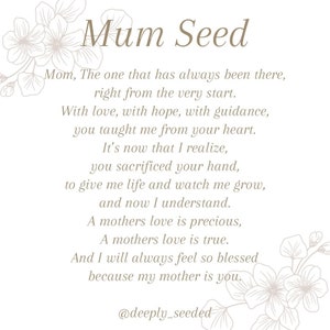 Mum Seed | Gift for Mom | Mother’s Day | Moms Birthday | Thank You Mom ...