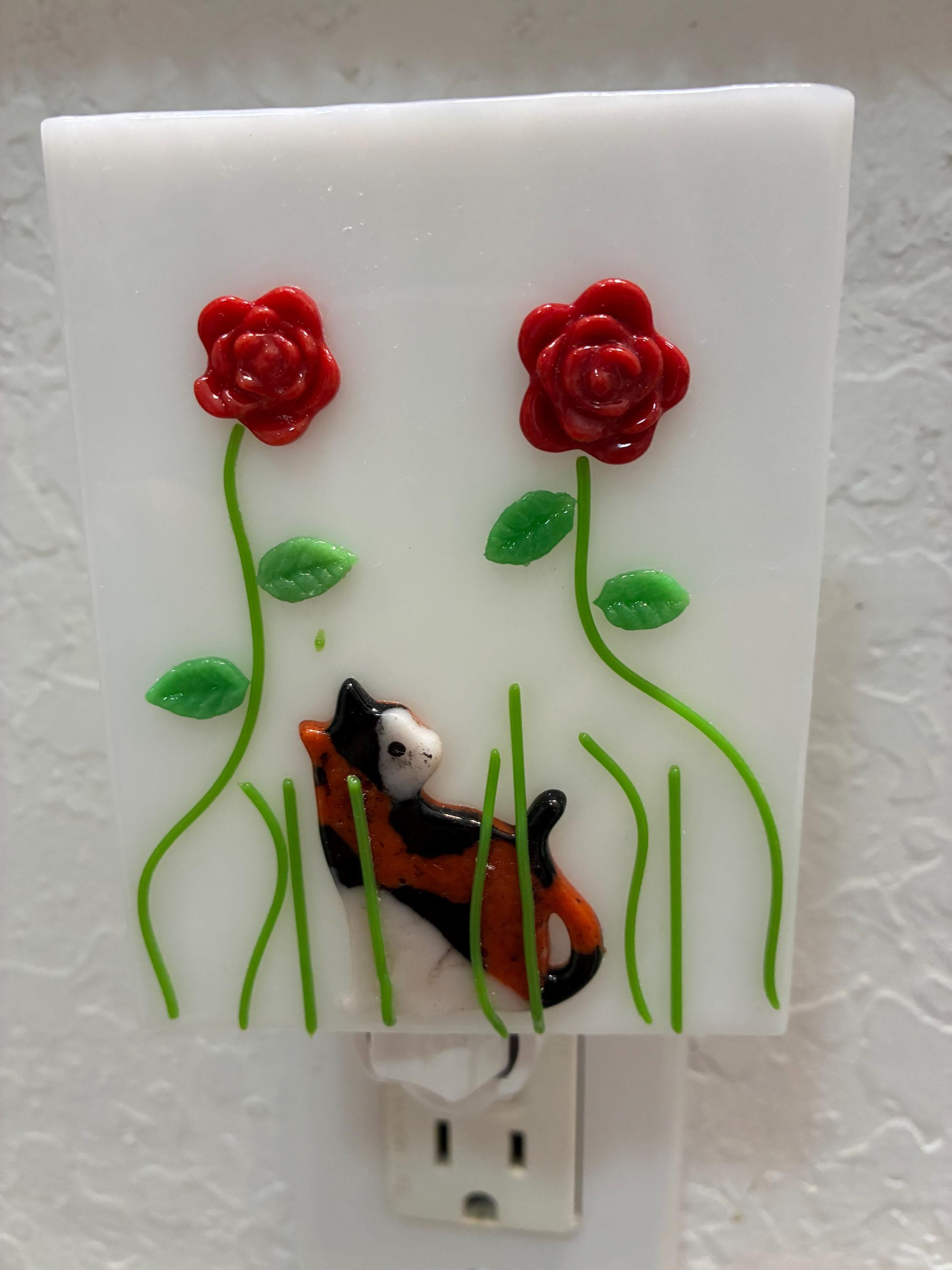 Calico Kitty Cat Nightlight Fused Glass Art Night Light - Etsy