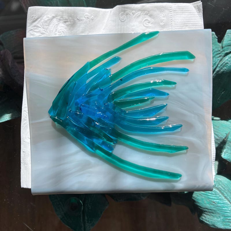 White Glass Fish Plates - Etsy
