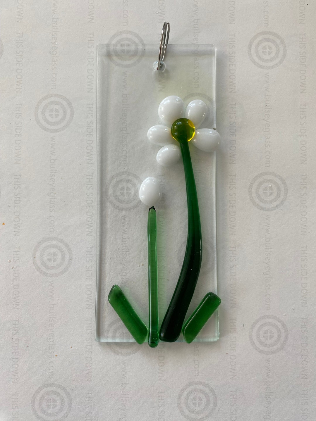 White Daisy Hanging Fused Glass Art Suncatcher Ornament Costal - Etsy