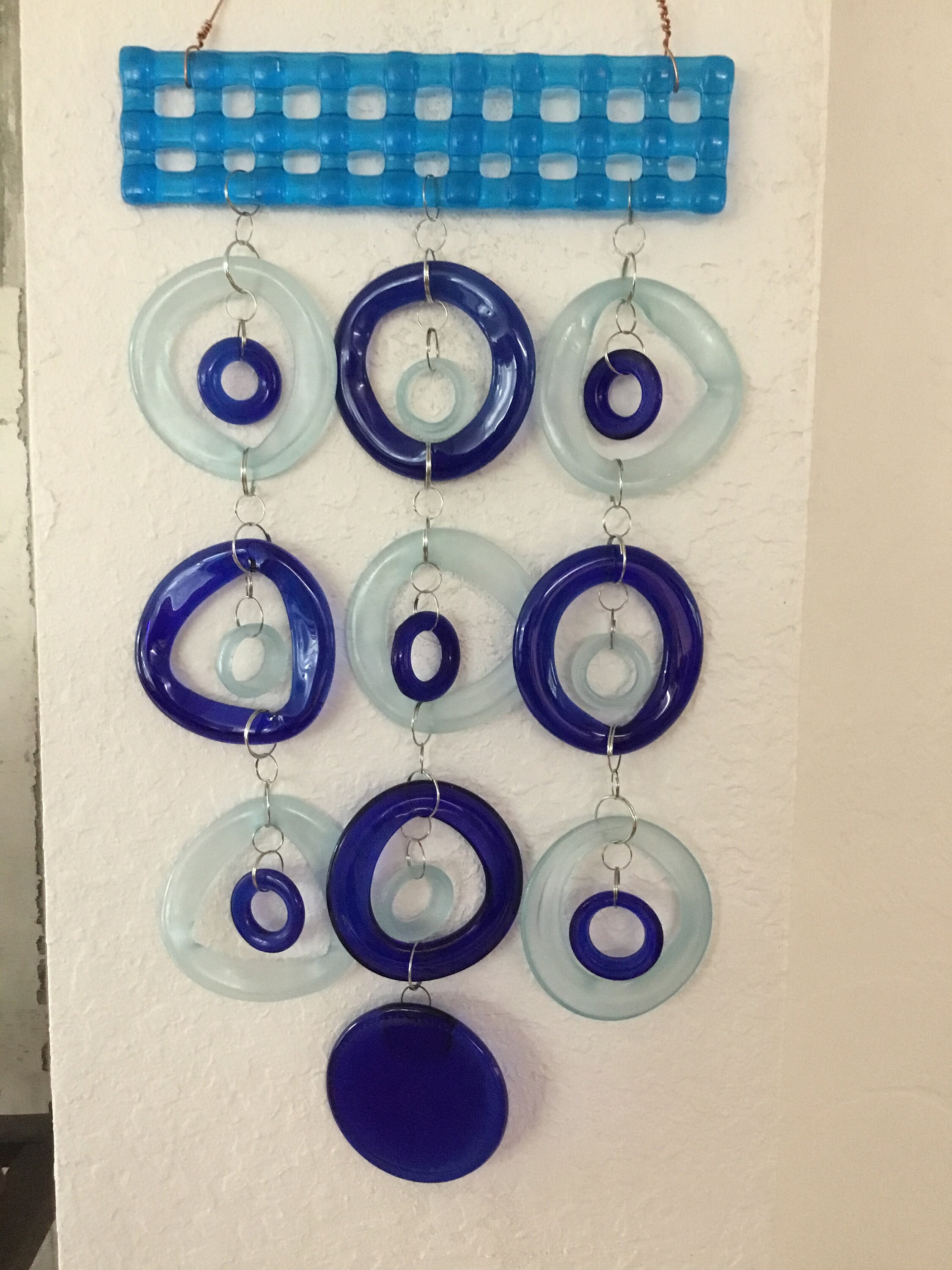 Handmade Fused Glass, Windchime Recycled Bottle Rings Suncatcher - Etsy