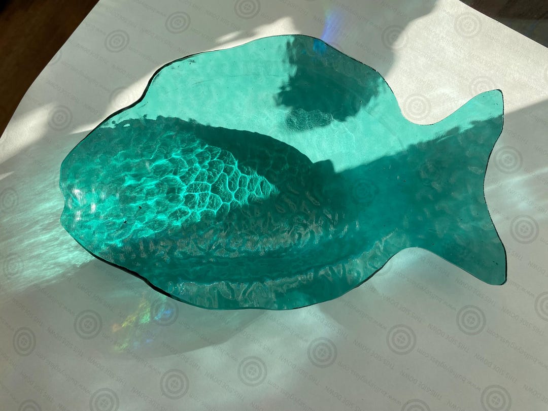 Fused Glass Art Sea Fish Bowl Dish Aqua Blue Coastal - Etsy