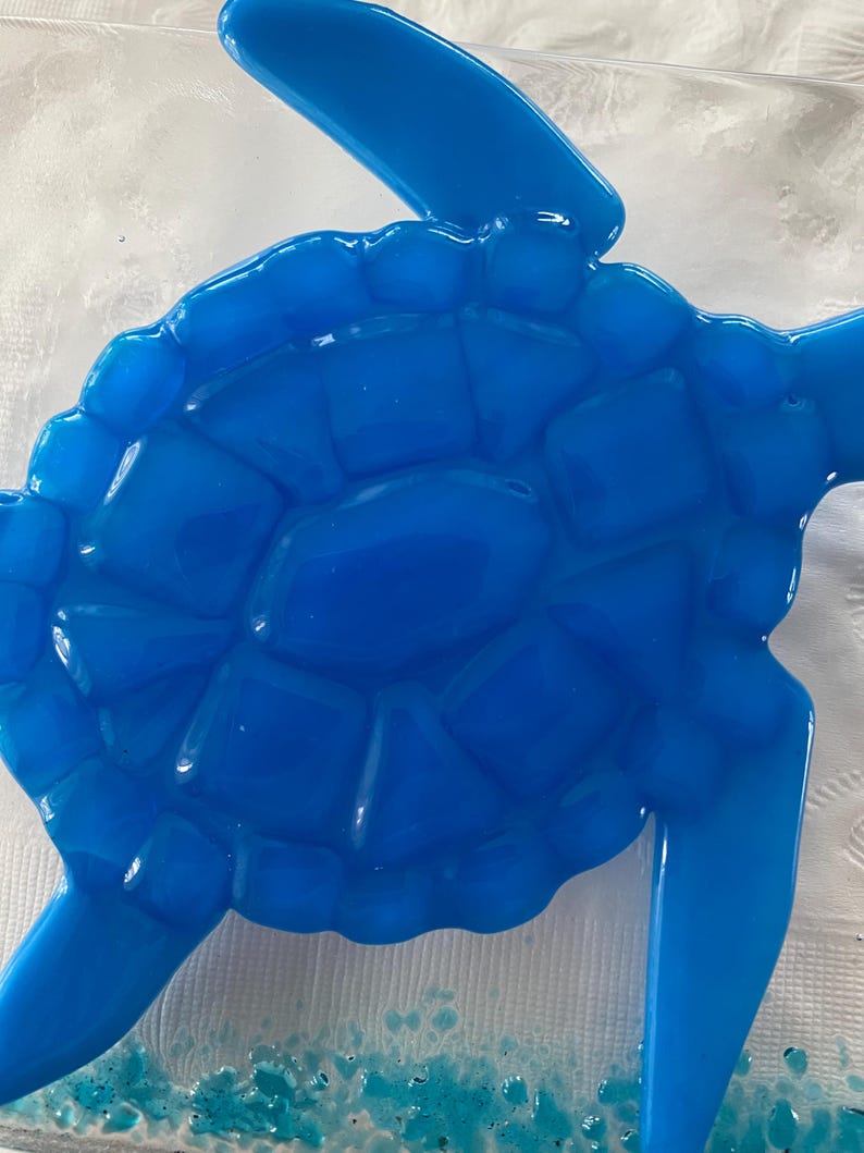 Fused Glass Art Tropical Sea Turtle Blue Fish Napkin Holder Coastal - Etsy