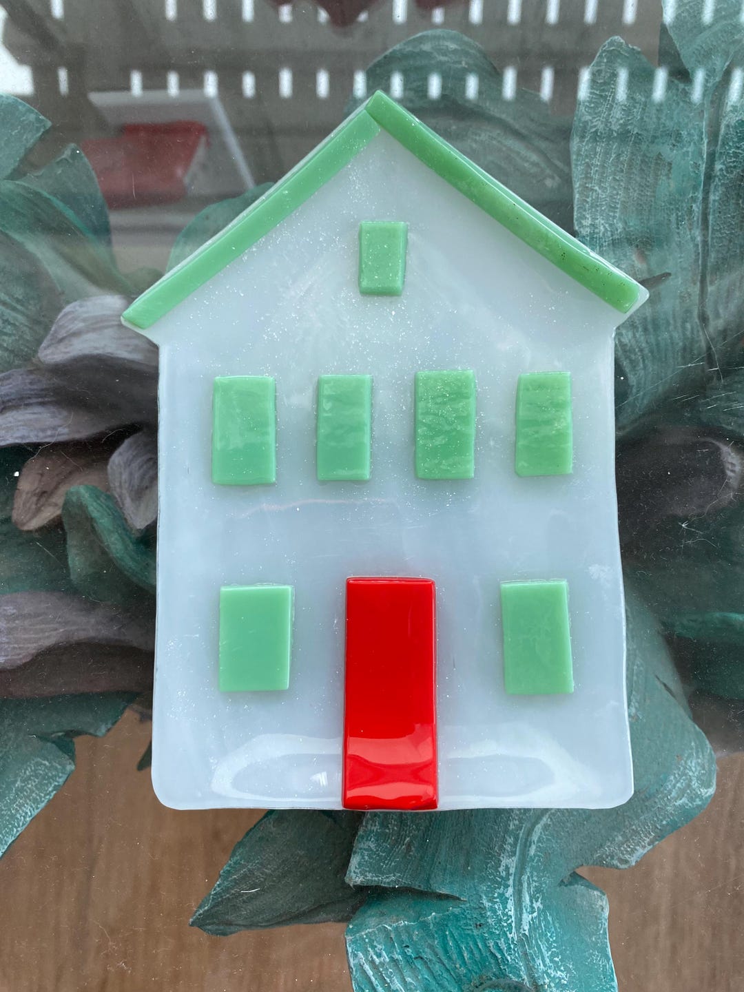 Handmade Fused Glass Art House Plate Dish Tray Small Platter - Etsy