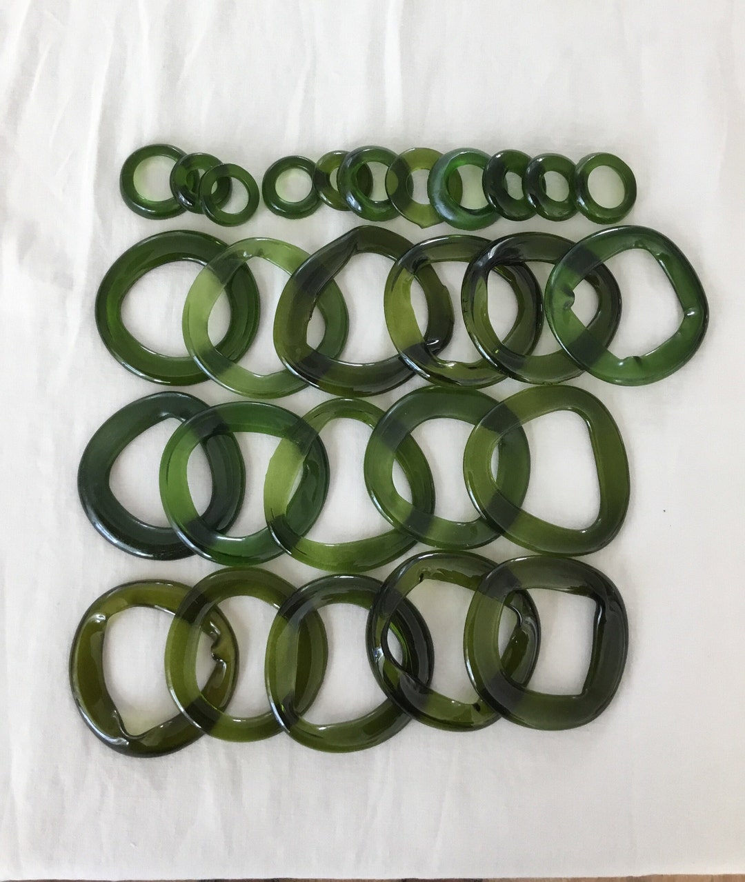 DYI Recycled, Fused, Glass Bottle Rings 27 for Making Windchimes Wind ...